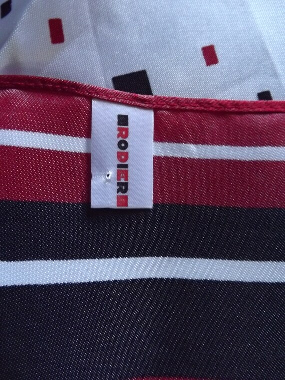 French Scarf Rodier Blue White Red - Shiny Scarf Fren… - Gem