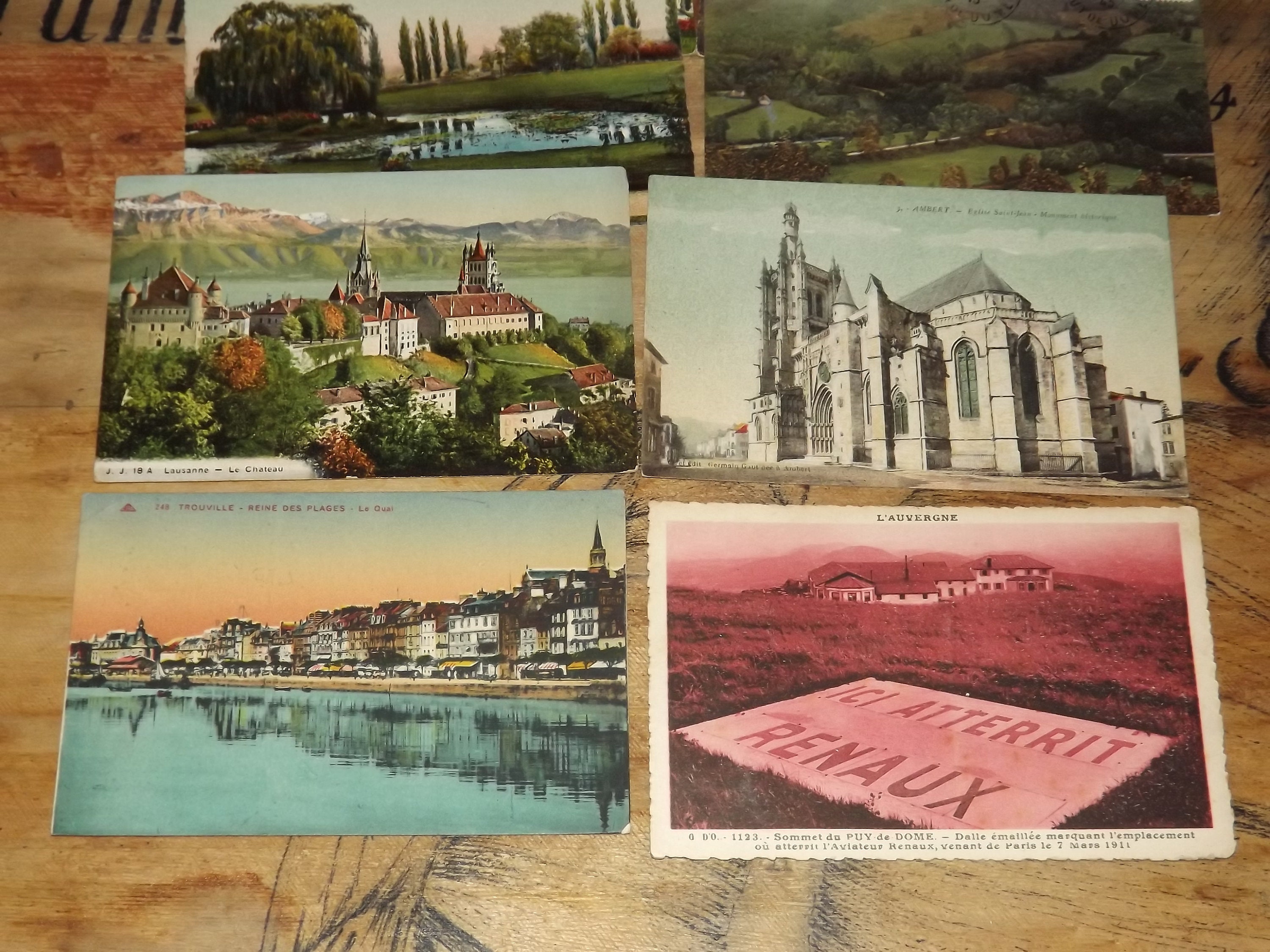 Vintage Set of 11 Colored Postcards 30s/40s From France - Written and ...