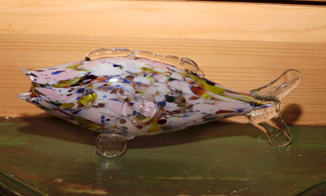 Vintage Art Glass Fish - Murano Style Fish - Hand Blown Fish Glass Art ...