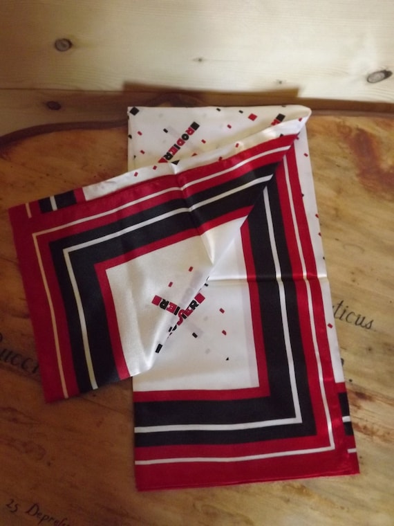 French Scarf Rodier Blue White Red - Shiny Scarf Fren… - Gem