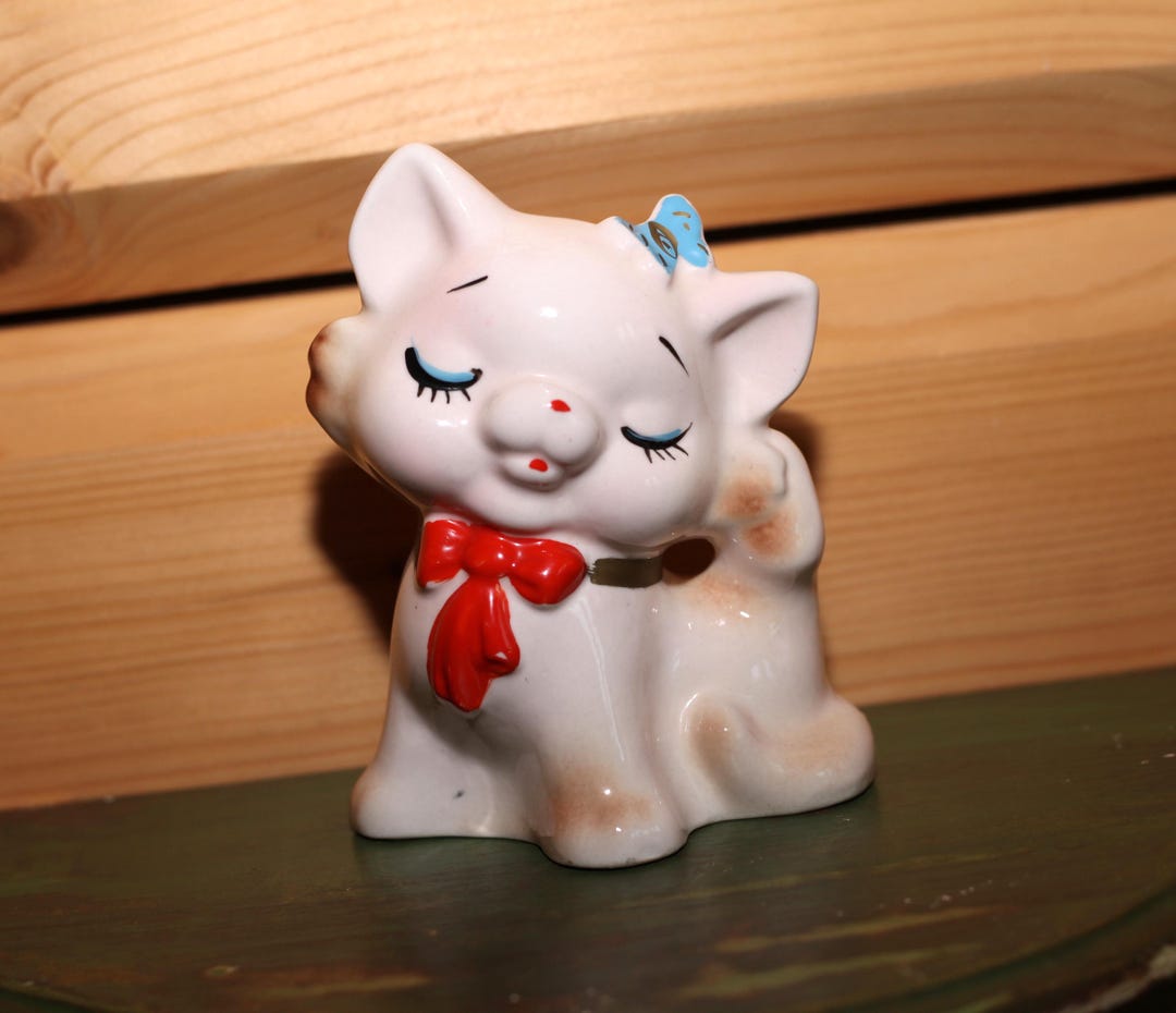 Vintage Cat Money Bank - 70s Kitten Piggy Bank Made in Japan - Ceramic ...