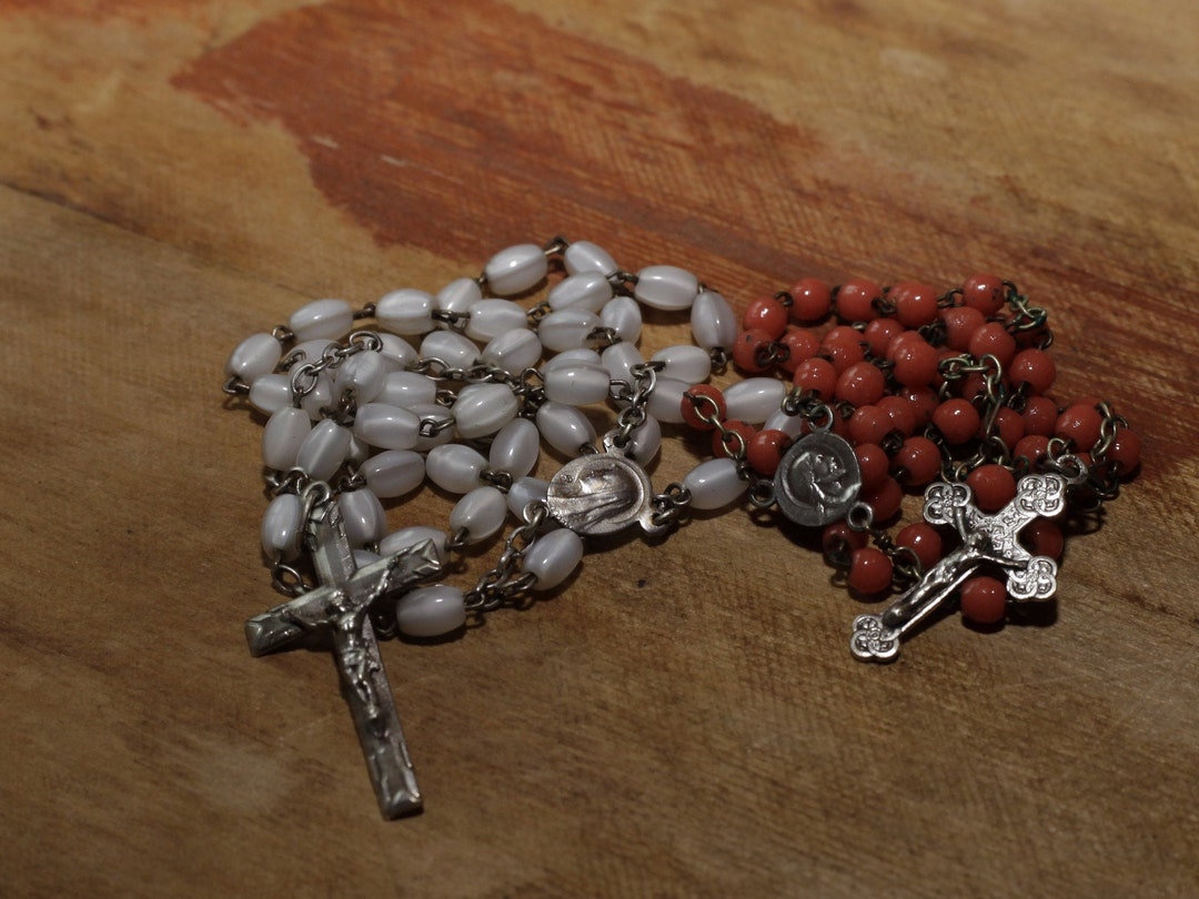 Vintage Set of 2 French Christian Rosaries - Virgin Mary Rosaries ...