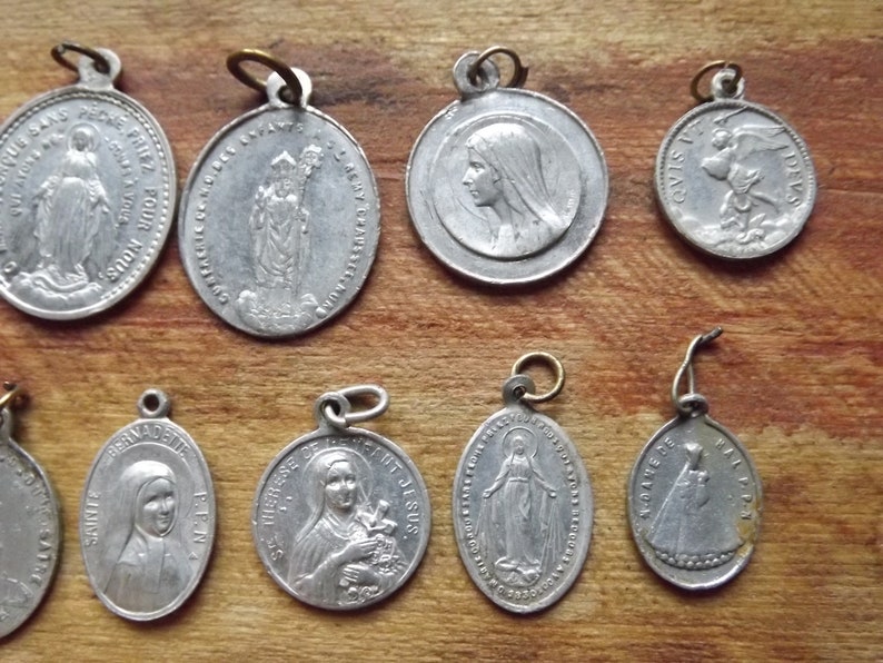 French Set of 11 Christian Aluminium Medals - Catholic Medals - St ...