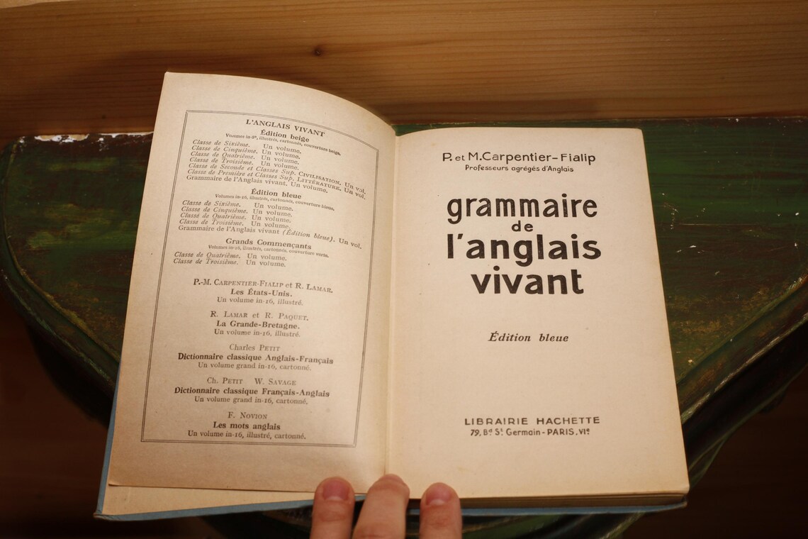 Vintage French Book to Learn English Grammaire De L'anglais Vivant 1942 ...
