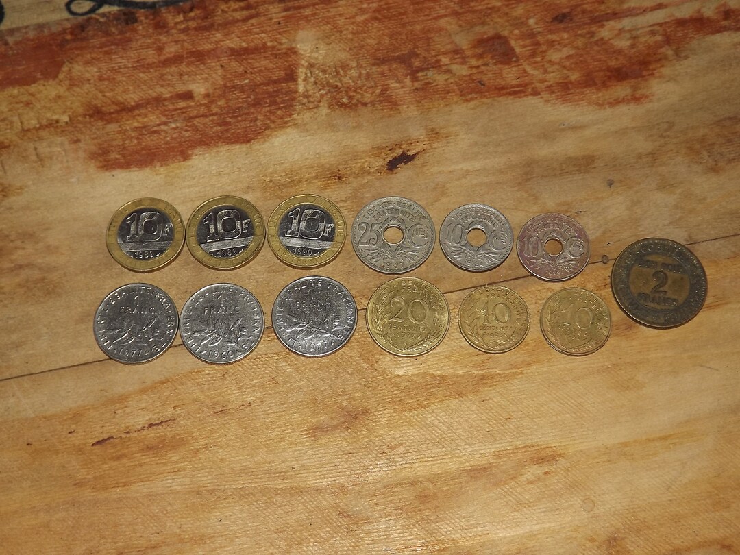 Set of 13 French Coins - Francs From 1920s to 1990s - French Coins ...