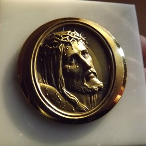 Vintage French Paperweight Jesus Christ - White Marble Signed Medal ...