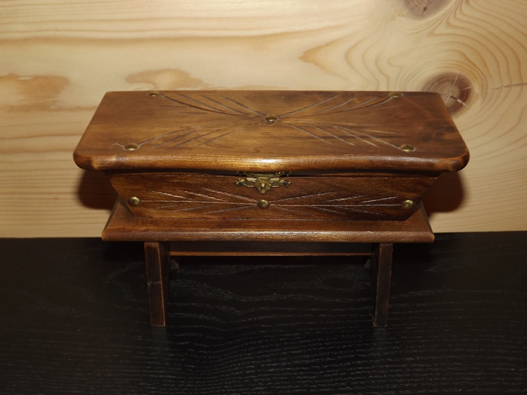 Unusual Vintage French Medieval Style Treasure Box - Wooden Jewelry Box ...