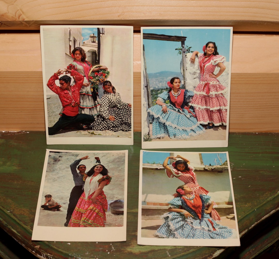 Set of 4 Vintage Spanish Postcards Granada - Flamenco Traditional Folk ...