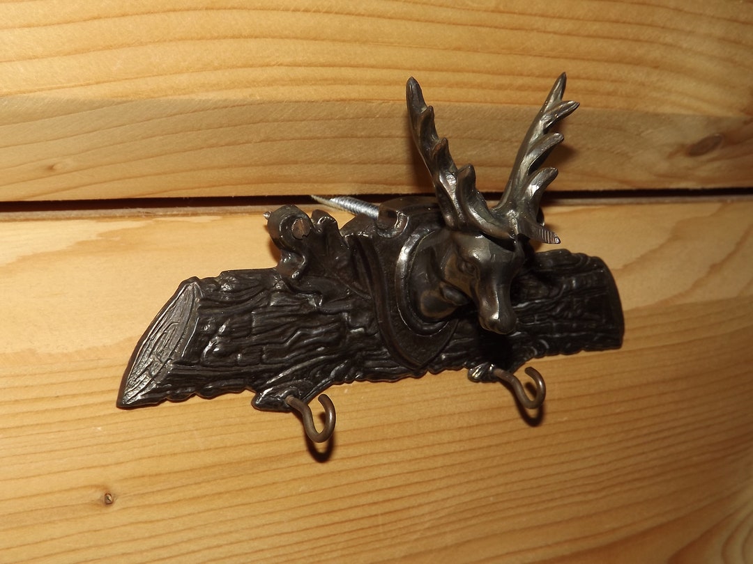 Vintage French Stag Head Wall Key Holder - Wall Hooks for Keys or ...