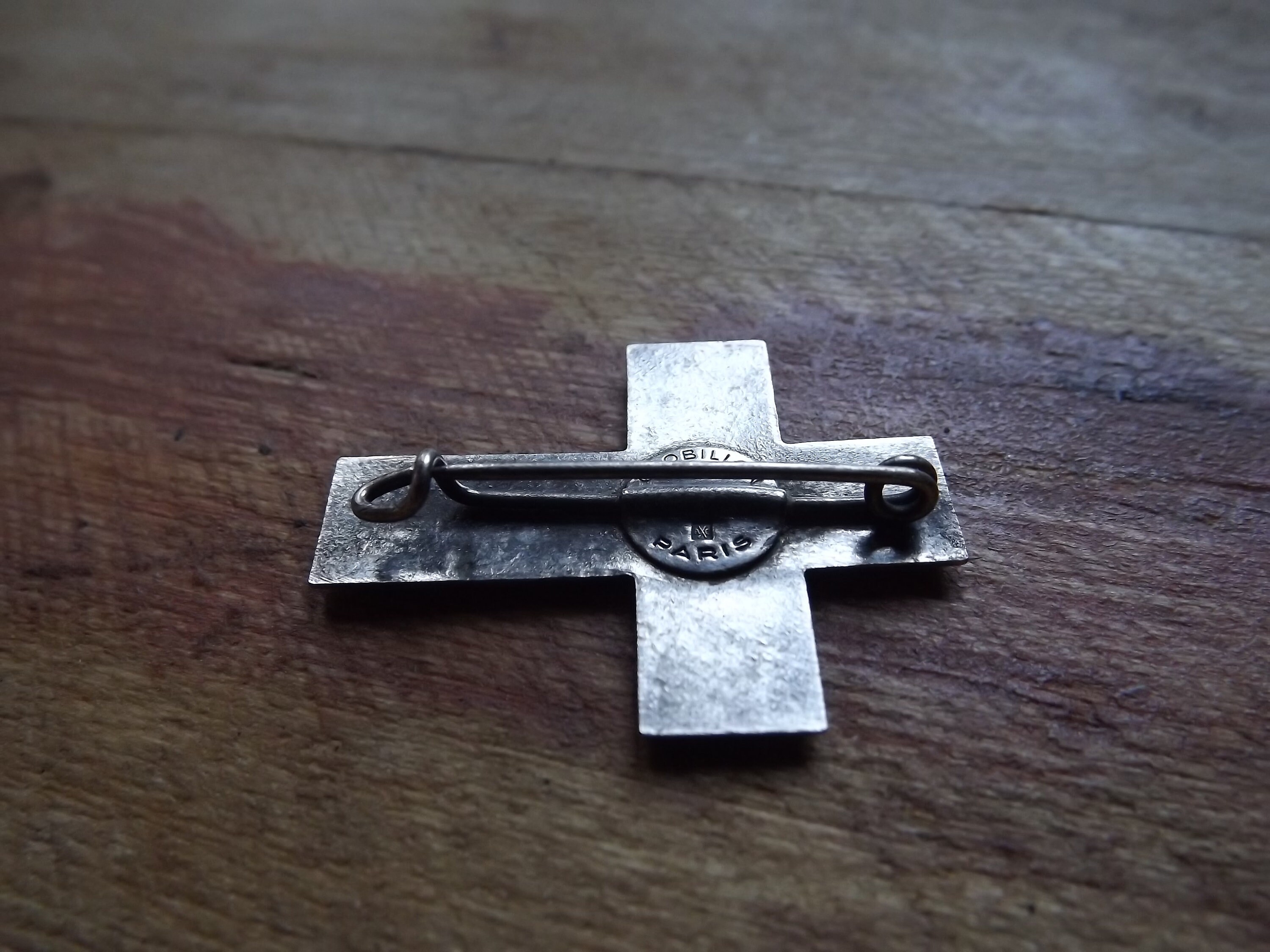 Vintage French Christian Cross Brooch Chobillon Paris - Silver Plated ...