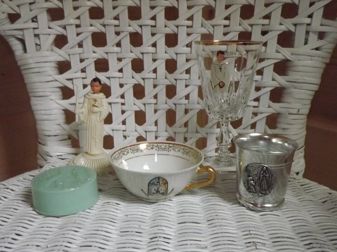 Vintage French Christian Set of Cups - Lourdes Holy Water Cups - Holy ...