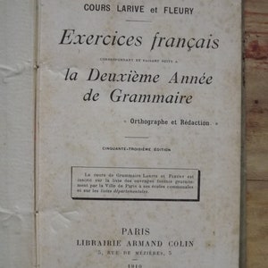 Antique French School Book 1910 French Grammar Book Exercises Français ...