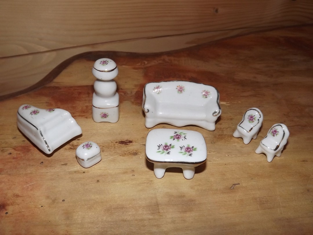 Beautiful French Set of 7 Miniatures Furnitures Porcelain - Piano ...