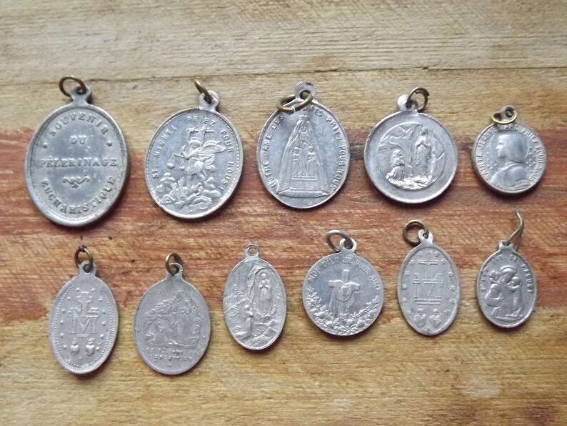 French Set of 11 Christian Aluminium Medals - Catholic Medals - St ...
