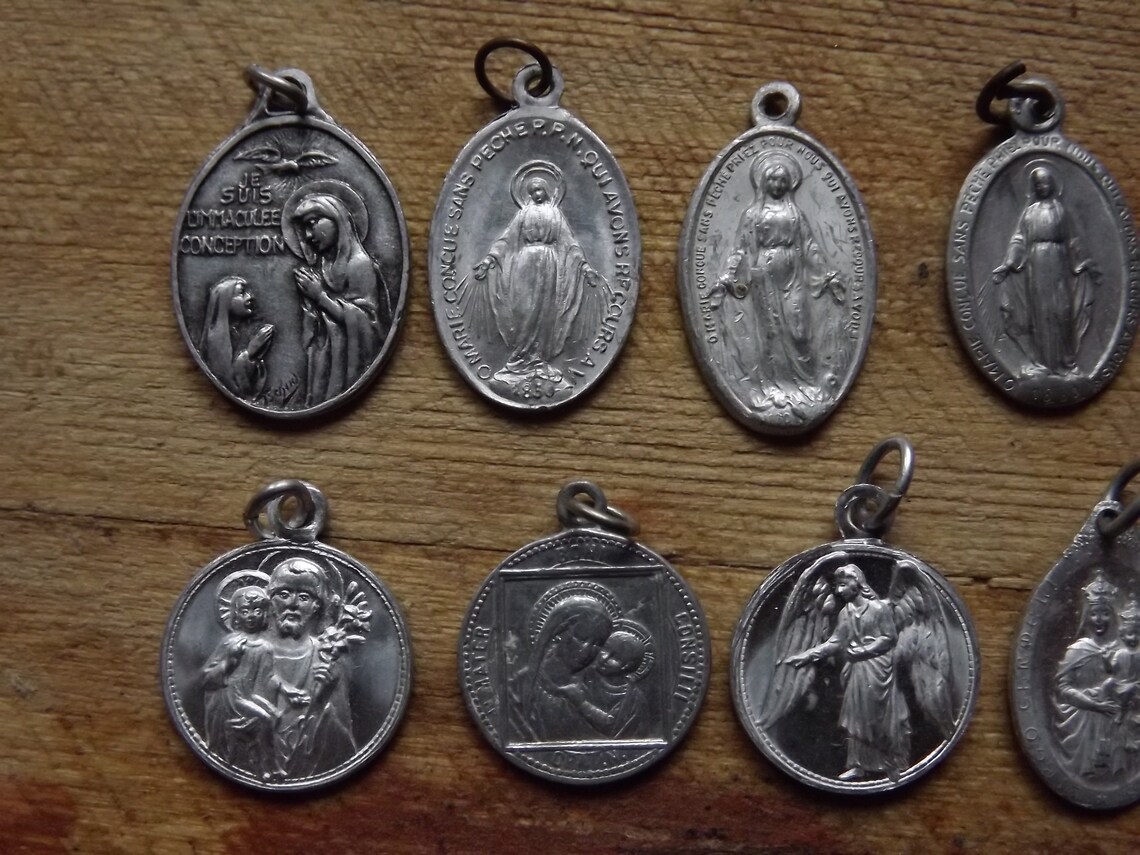 Set of 12 Christian Medals Aluminium Medals Lourdes - Etsy