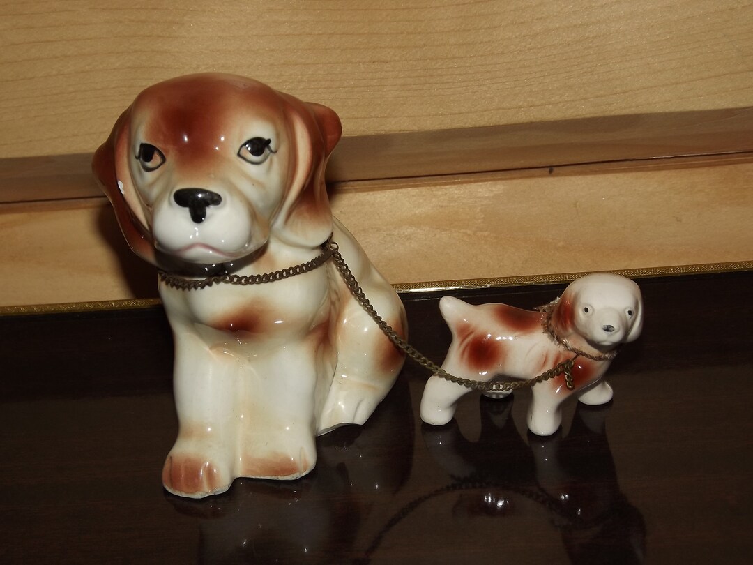 Vintage Ceramic Dog With Puppy Porcelain Figurines - Beagle Ceramic ...