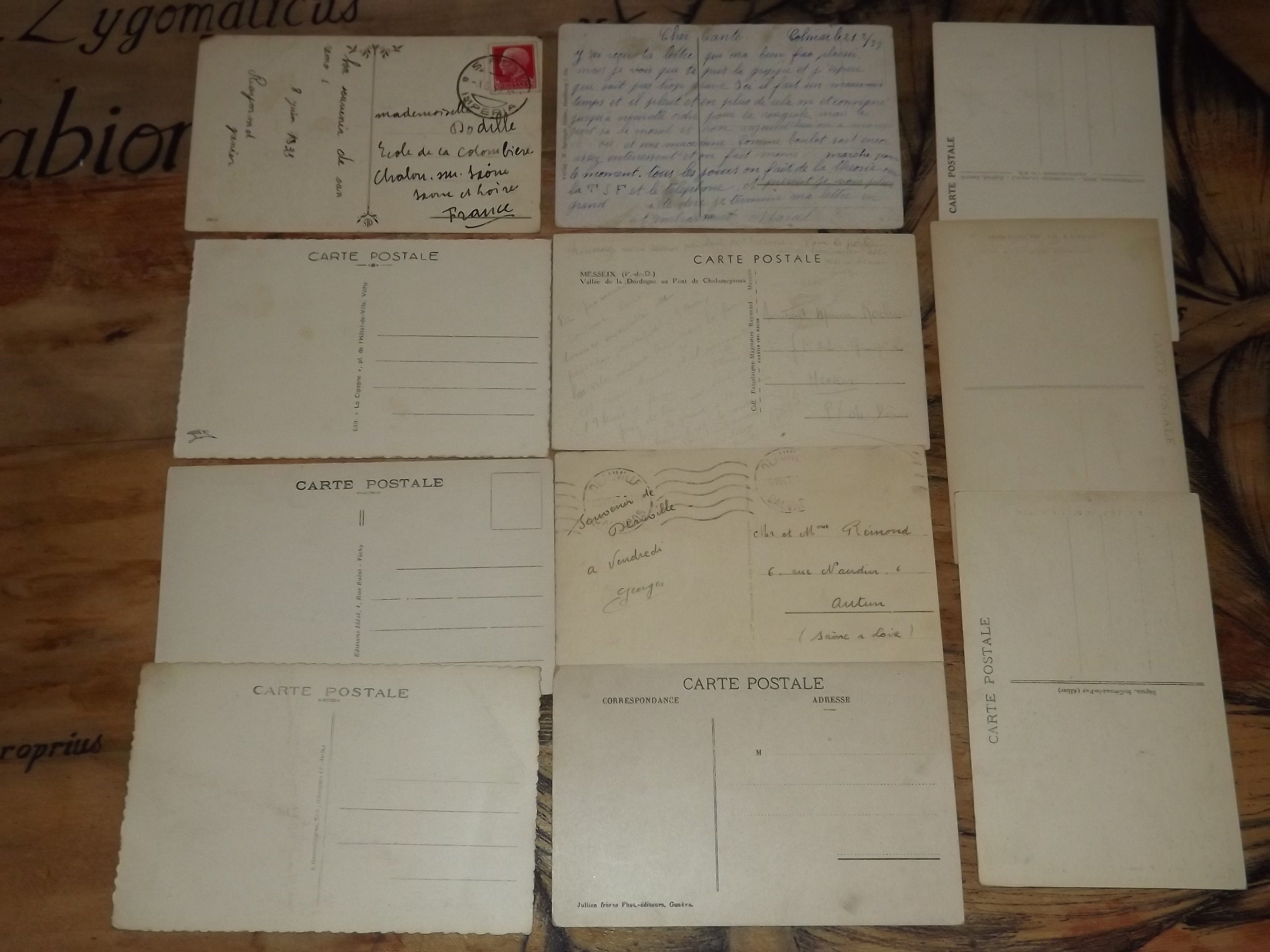 Vintage Set of 11 Colored Postcards 30s/40s From France - Written and ...