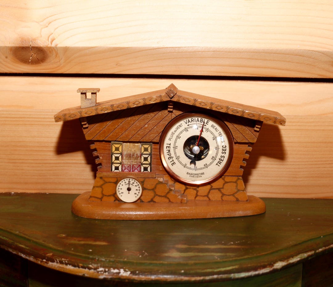 Vintage French Barometer Barometre Précision With Thermometer - Wooden ...