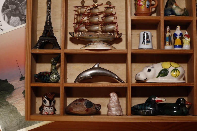 Vintage Wall Decor Wooden Shelving Filled With Miniatures Unique ...
