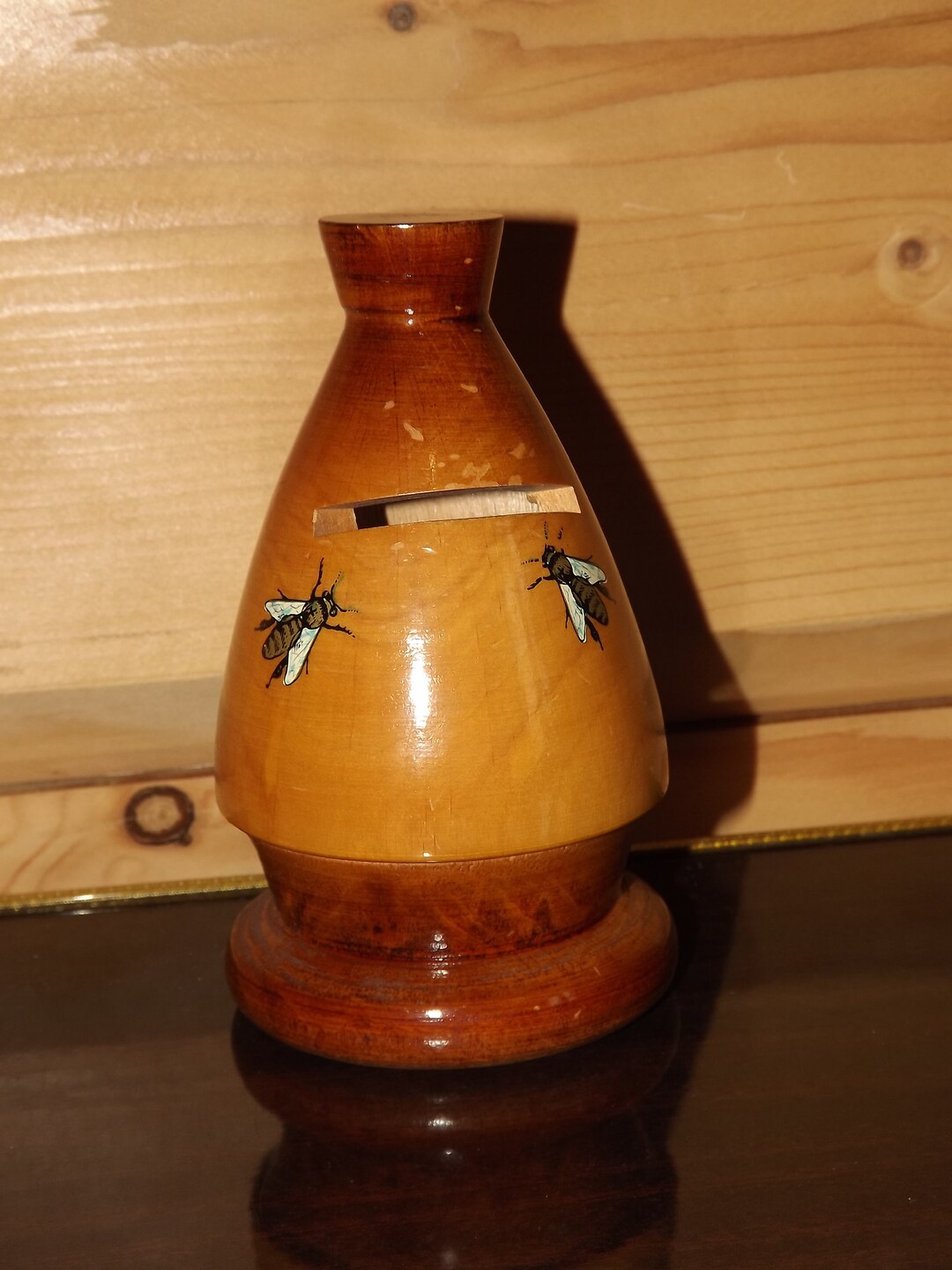 Vintage French Bee Hive Money Bank Wooden Traditional Bee Hive Piggy ...