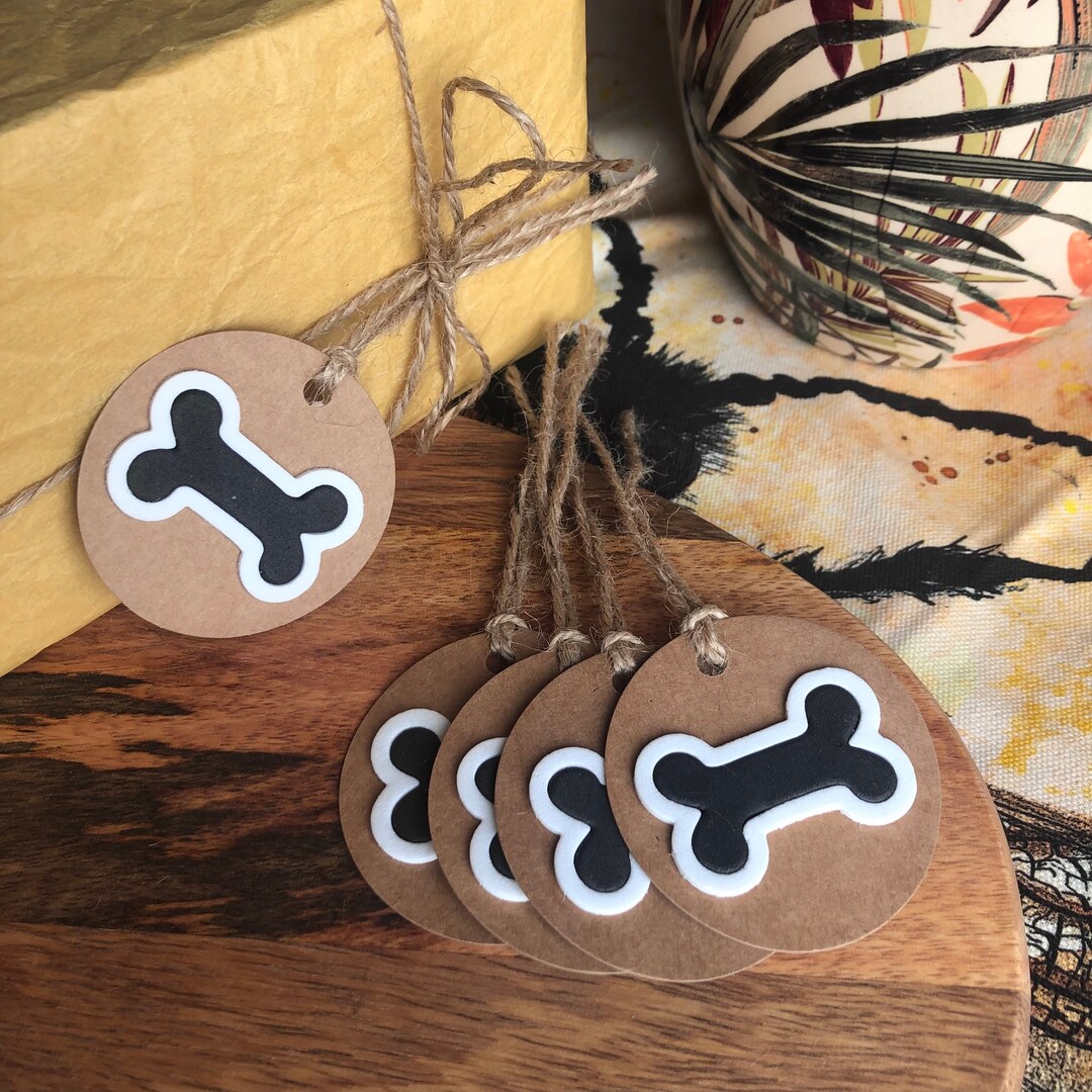 Dog Bone Gift Tags / Brown Kraft Card Labels / Handmade Foam - Etsy