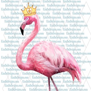 Watercolor Fabulous Crown Flamingo JPG PNG Instant Download - Etsy