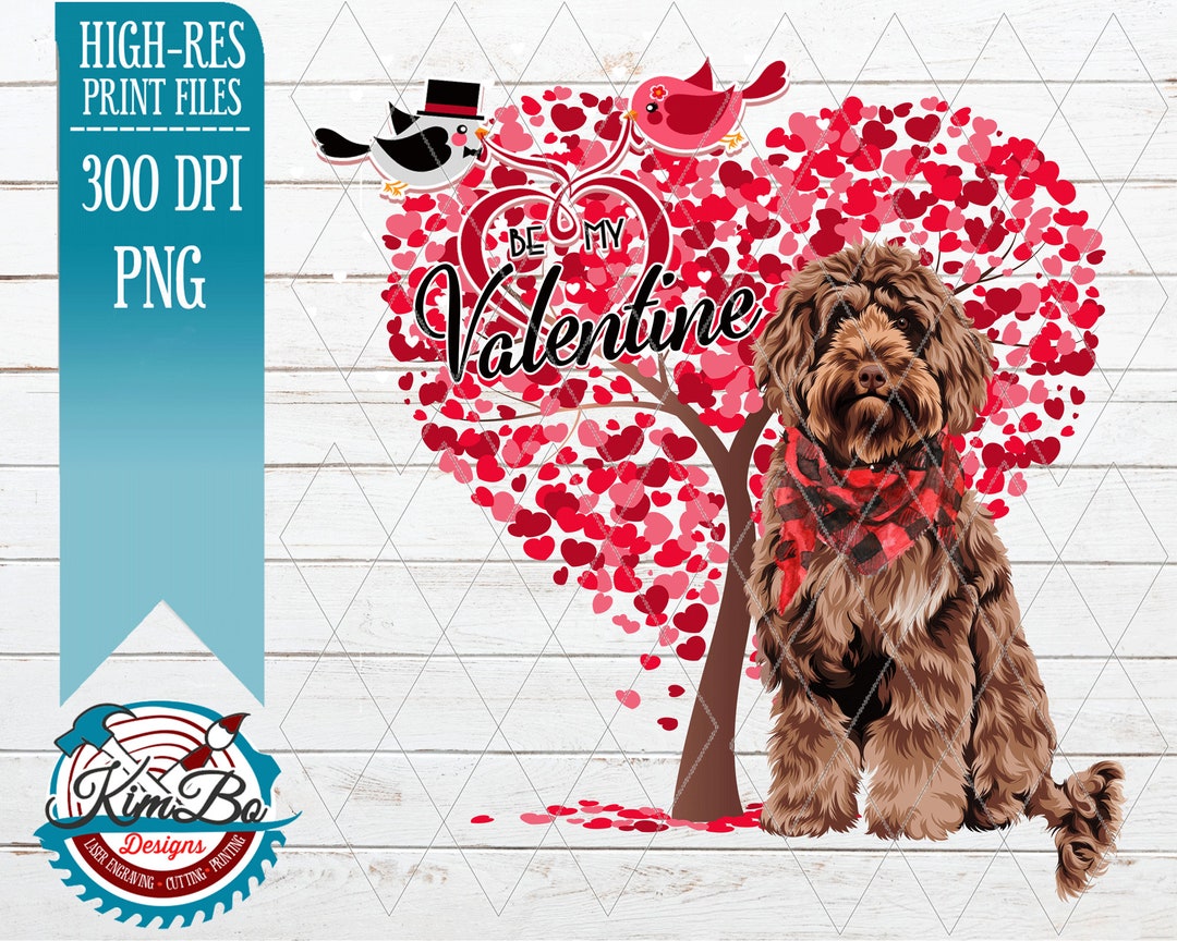 Brown Custom Doodle Labradoodle Be My Valentine Clipart, Instant ...