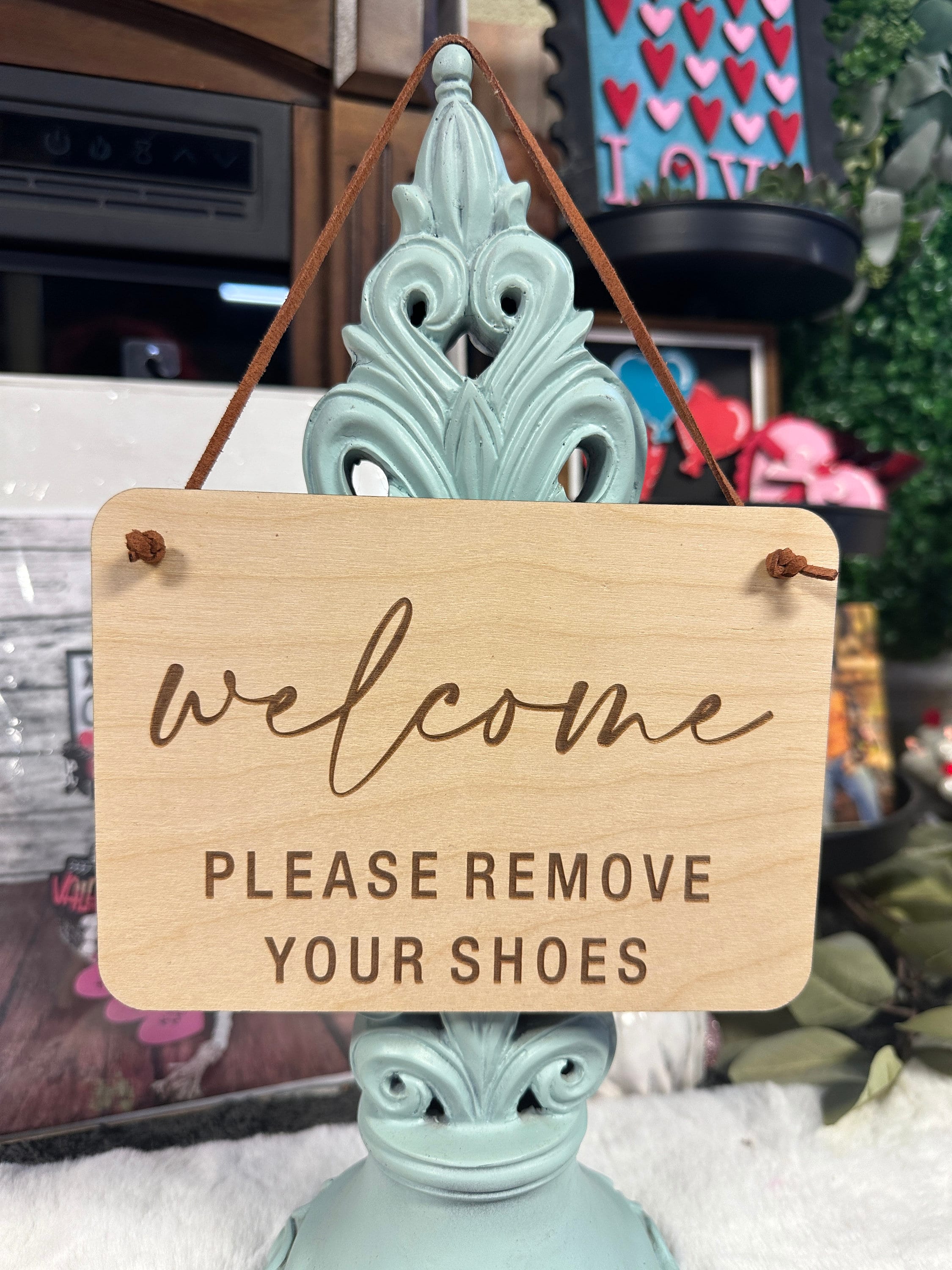 Welcome Sign, Please Remove Your Shoes 5x7 Baltic Birch Sign - Etsy