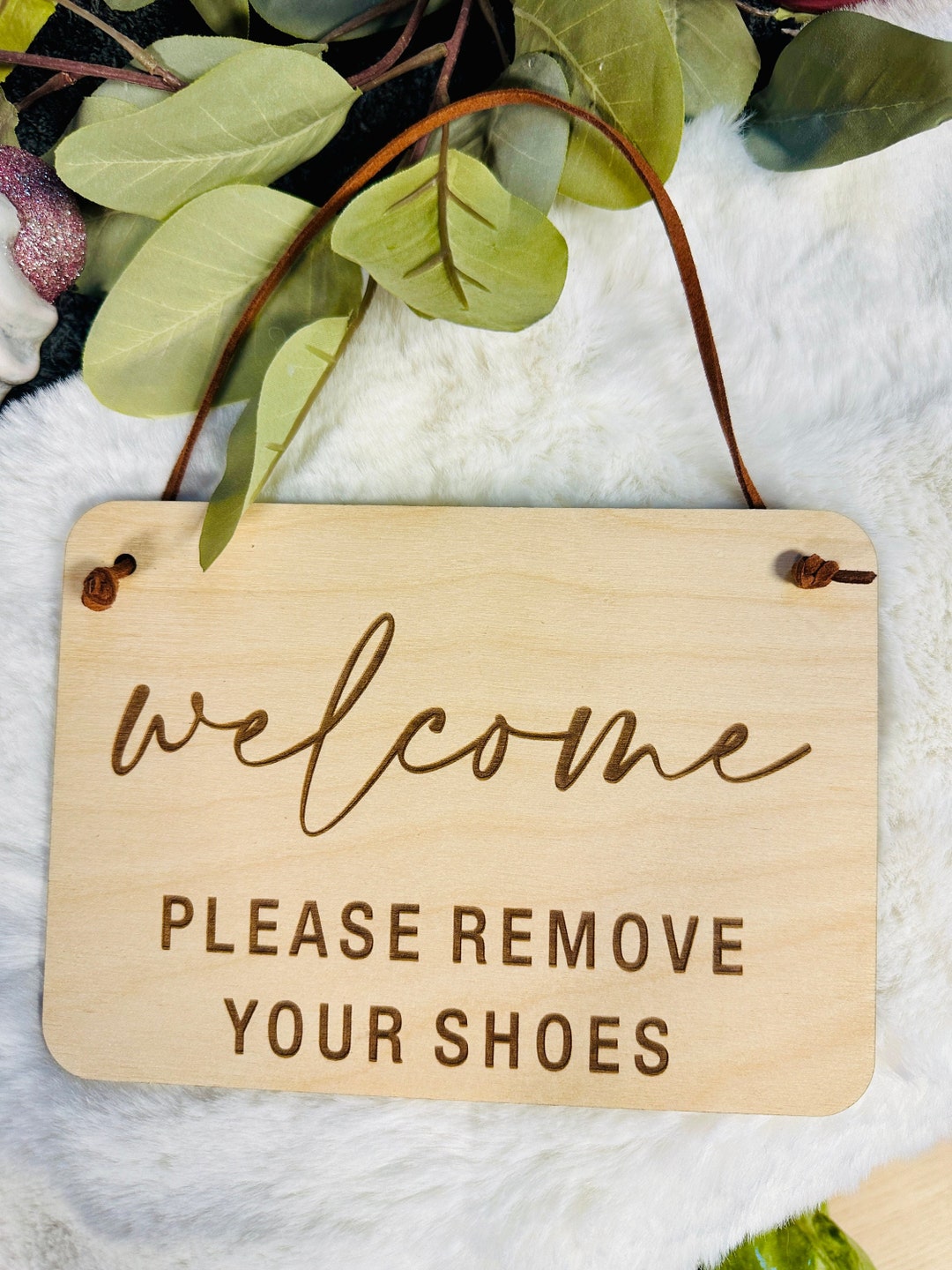 Welcome Sign, Please Remove Your Shoes 5x7 Baltic Birch Sign - Etsy