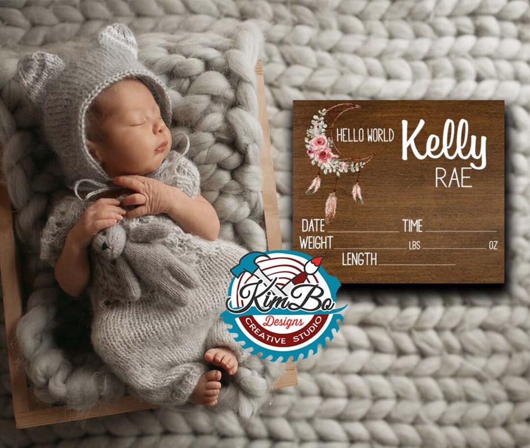 10x12 Wooden Baby Birth Announcement Sign Birth Reveal Name Birth Info ...