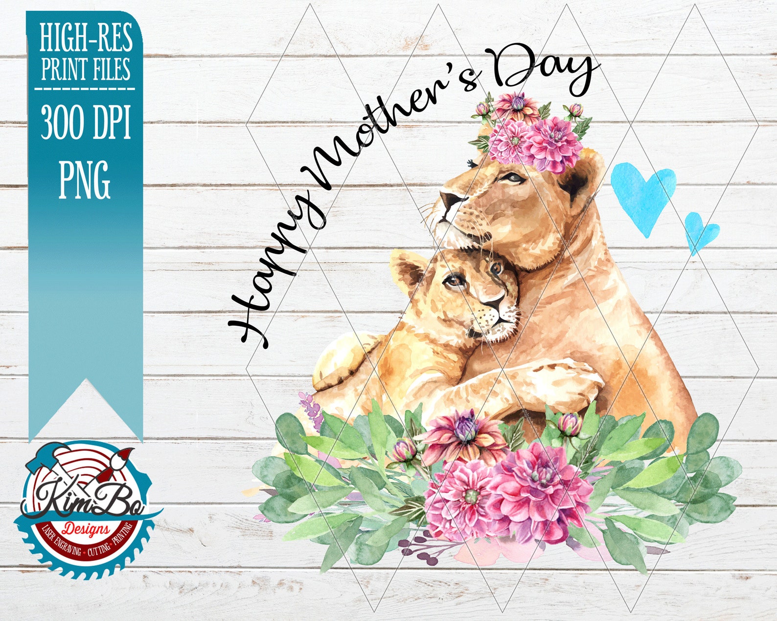 Lioness Lion Tiger Happy Mothers Day Clipart Instant - Etsy