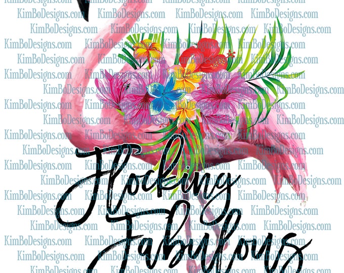 Watercolor Flocking Fabulous Flamingo Tropical JPG PNG | Etsy