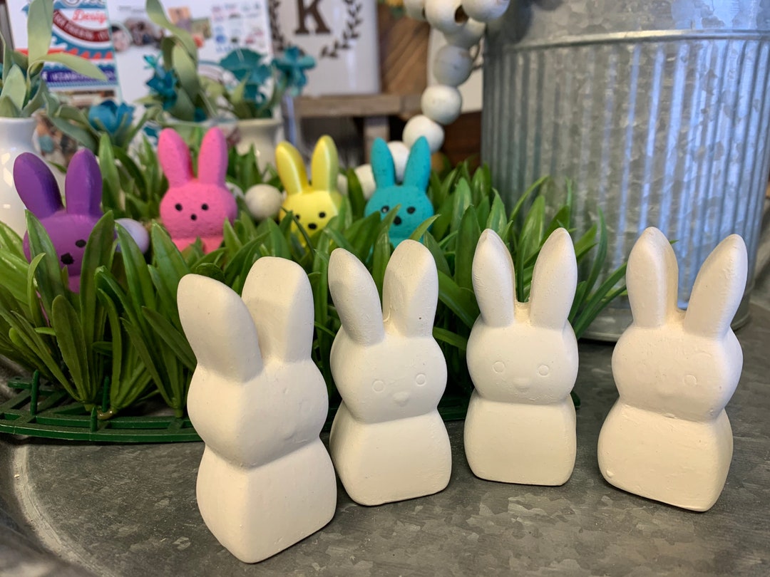 Unpainted Set of 4 Ceramic Peeps Paint Your Own Pottery Mini Rabbit ...