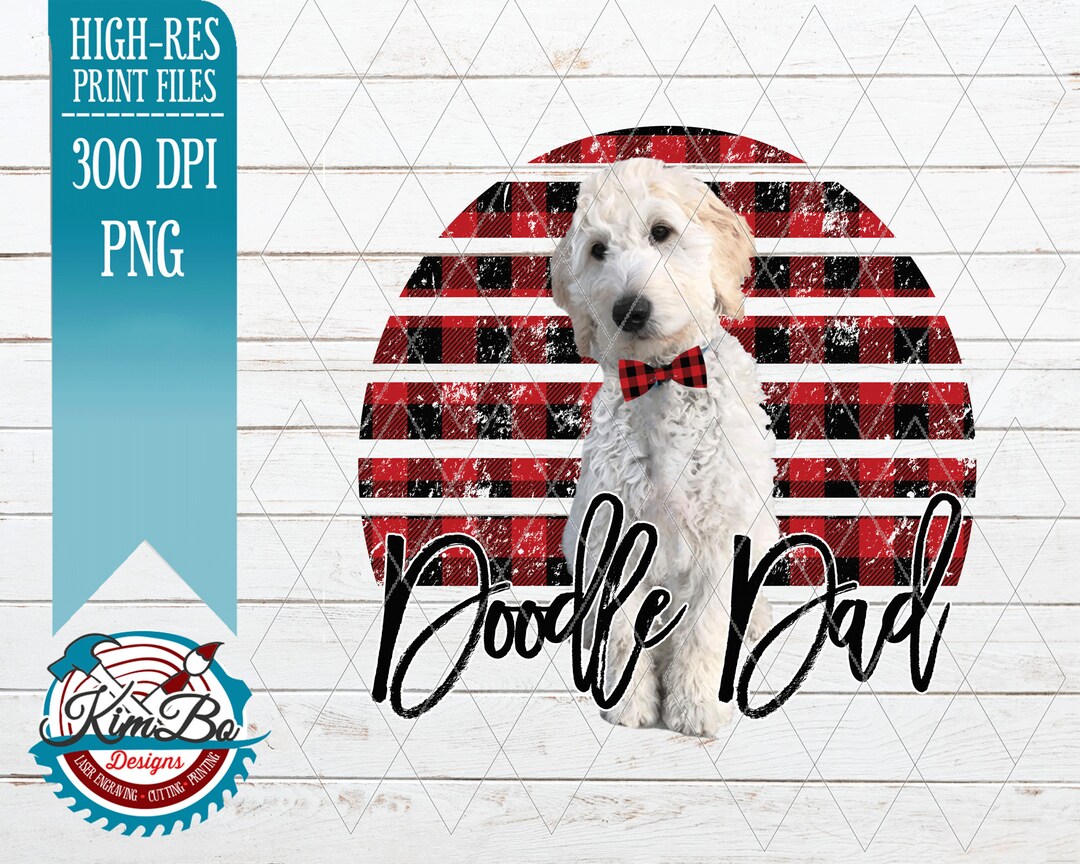 Blonde Golden Labradoodle Doodle Dad Buffalo Plaid Clipart PNG Instant ...