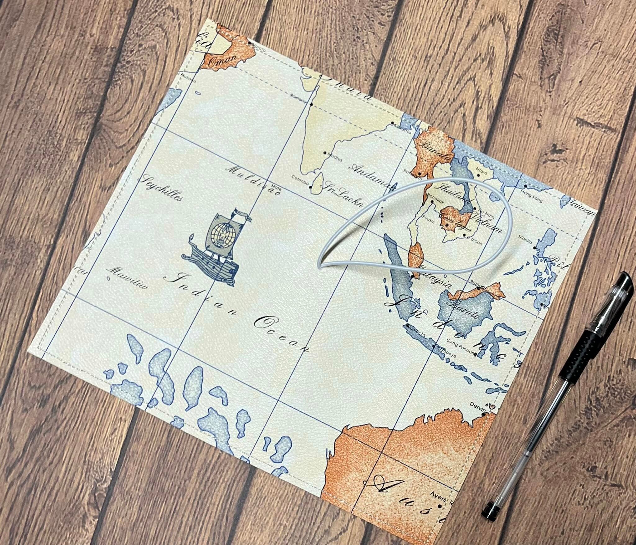World Map Skinny Mini Planner Cover Marine Vinyl Lining With - Etsy