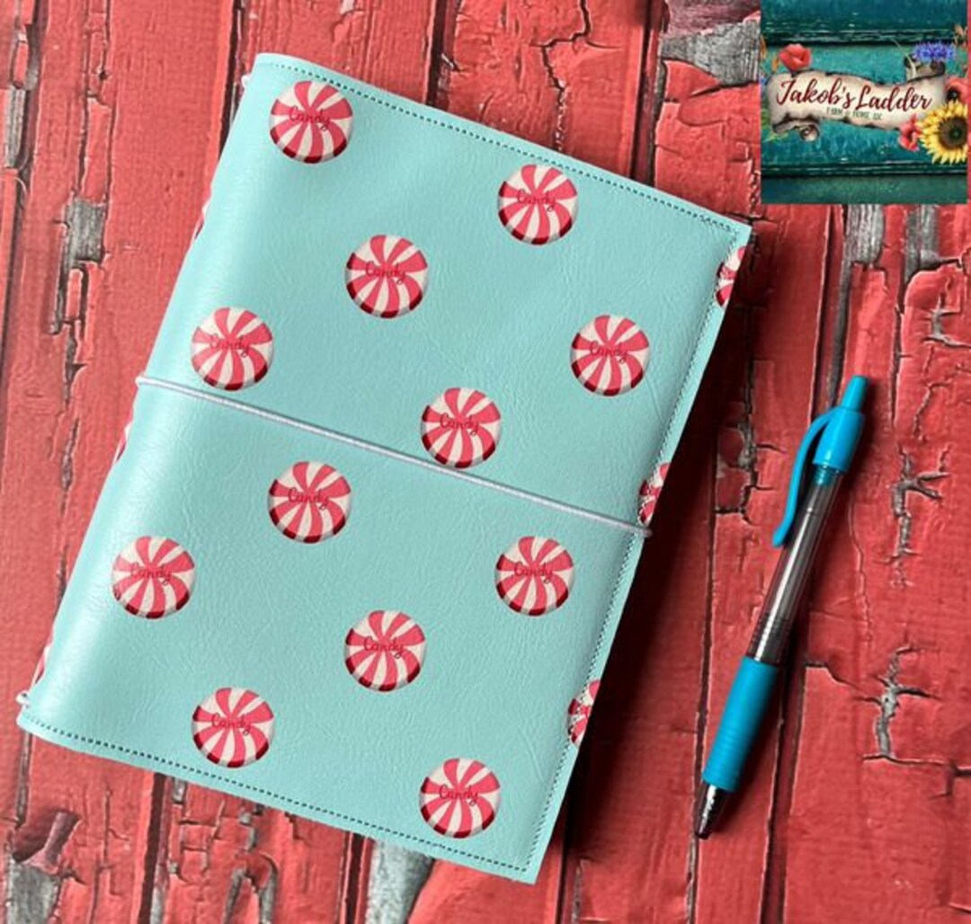 Peppermint Candy B6 Travvelers Notebook Cover, Marine Vinyl Lining and ...