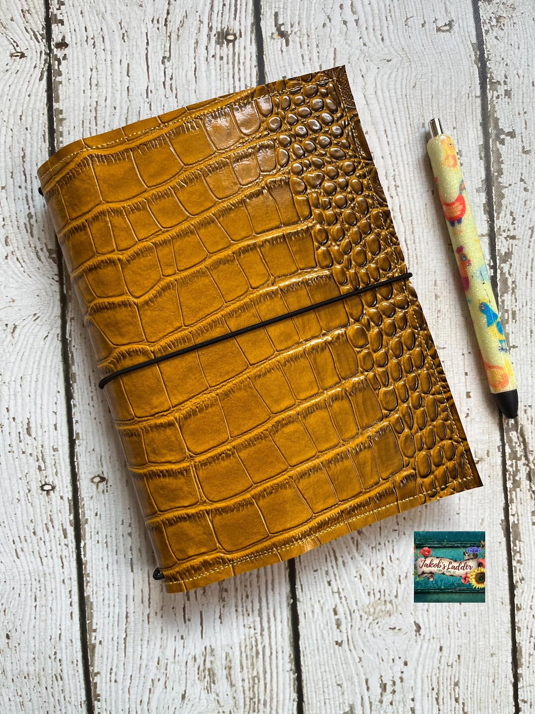 Yellow Faux Croc B6 Travelers Notebook Cover With Marine Vinyl - Etsy