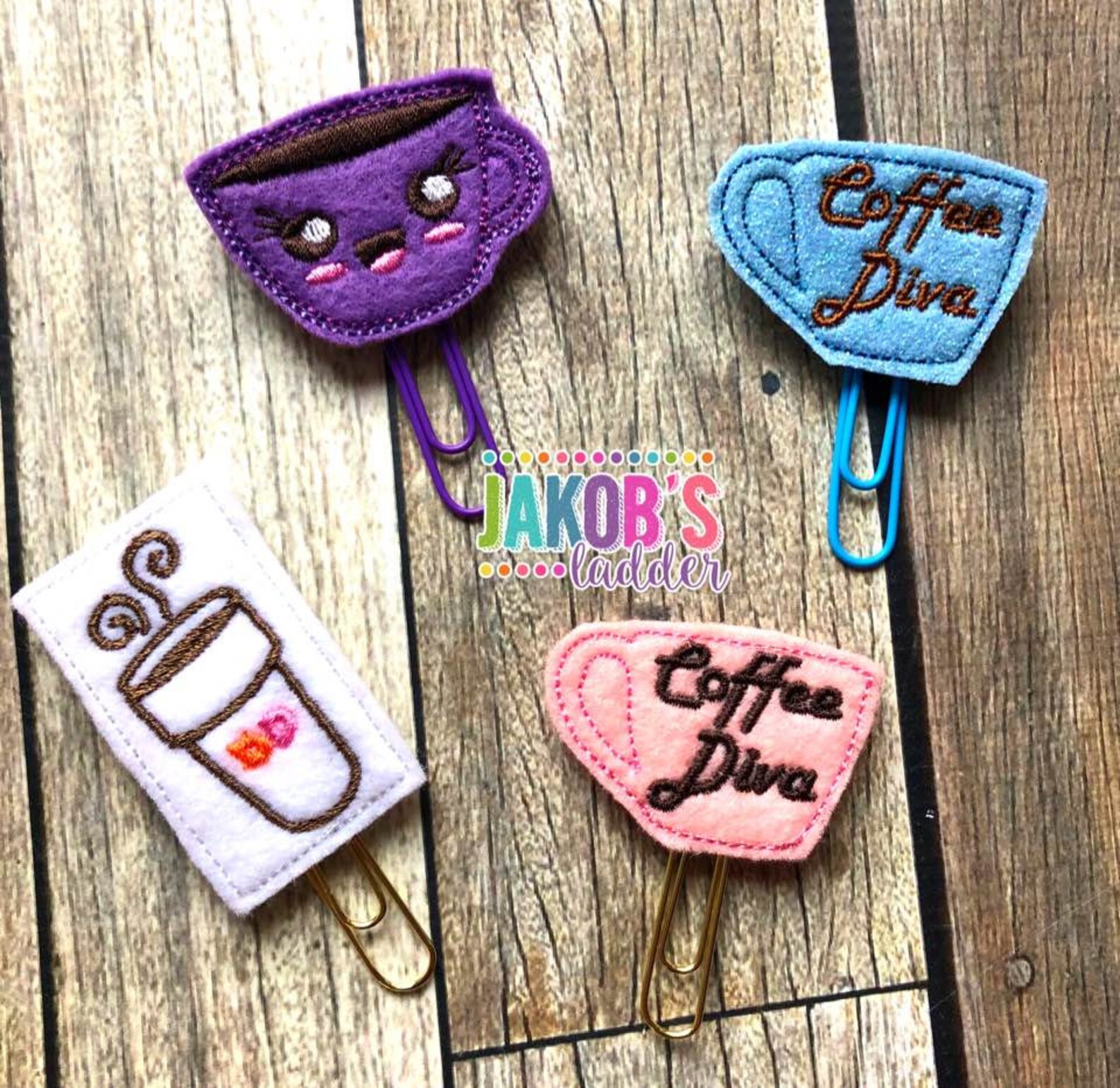 Coffee Clips Choose From Purple Cup Coffee Diva in Pink or - Etsy