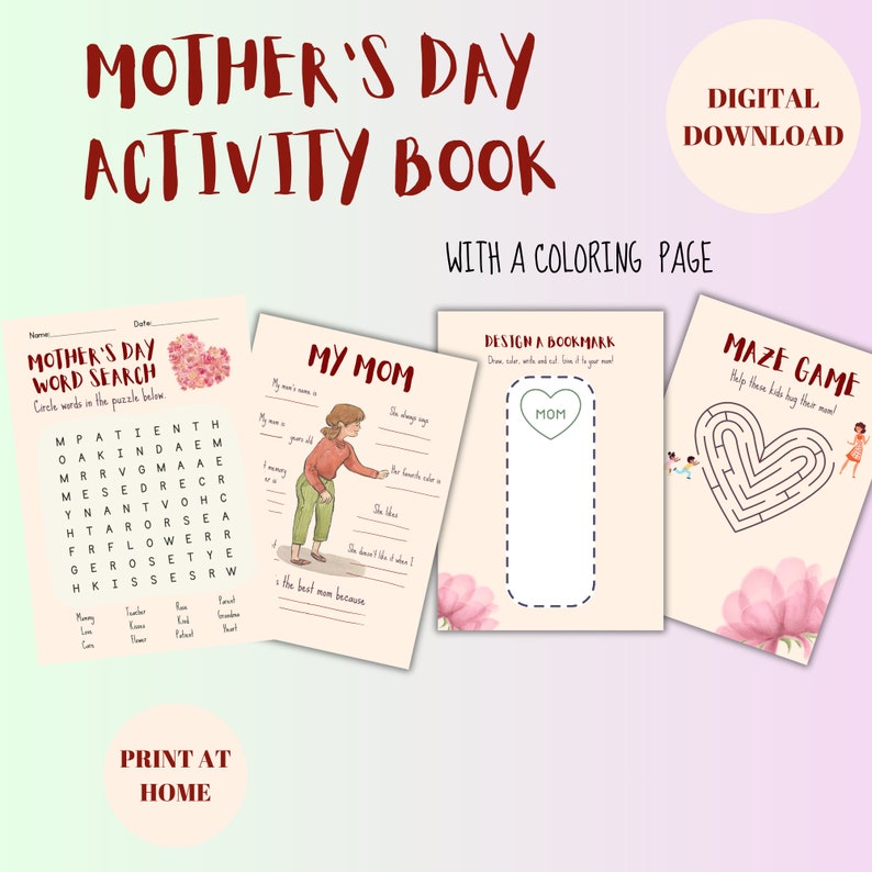 Printable Mother's Day Kid's Activities, Mother's Day Bundle, Brunch ...
