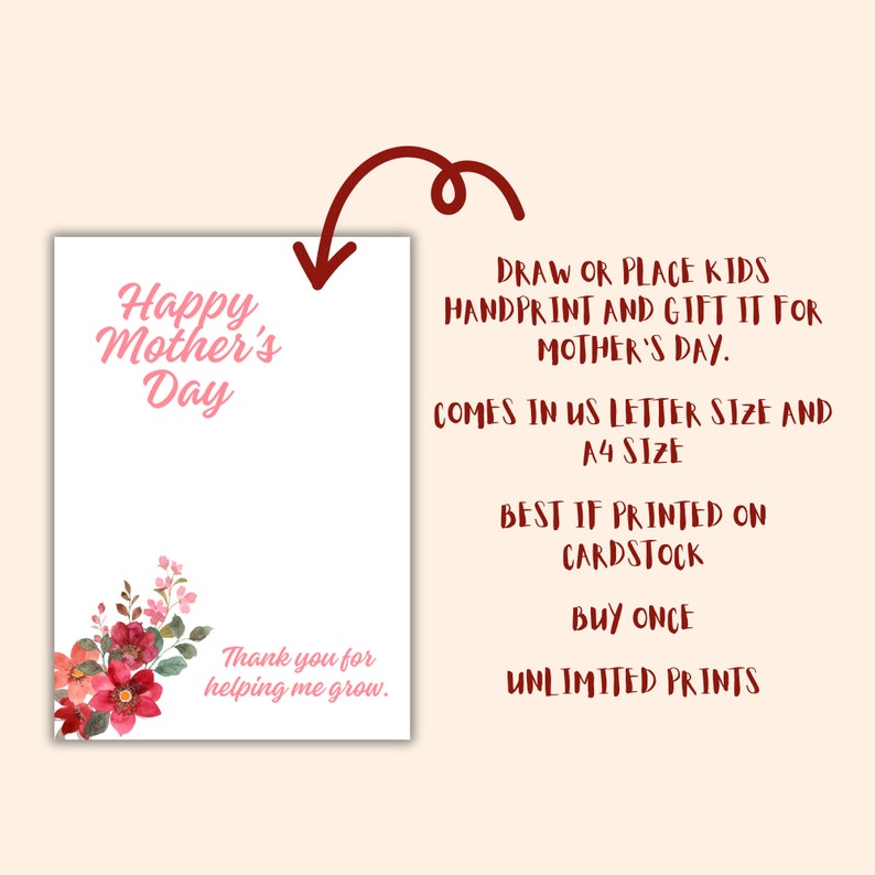 Mother's Day Printable| Mother's Day Handprint Art| Mothers Day Gift ...