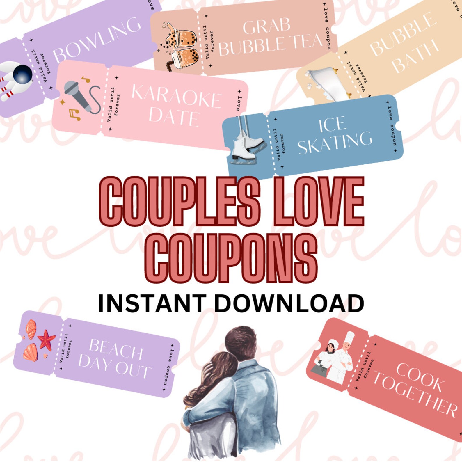 Printable Love Coupons for Couples Gift for Him Gift for Her Couples ...