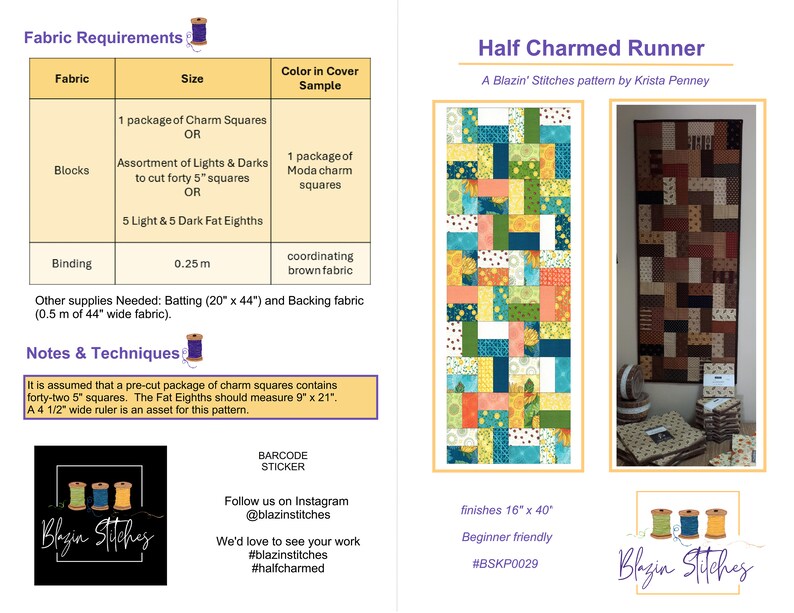 Half Charmed Runner Pattern - Etsy