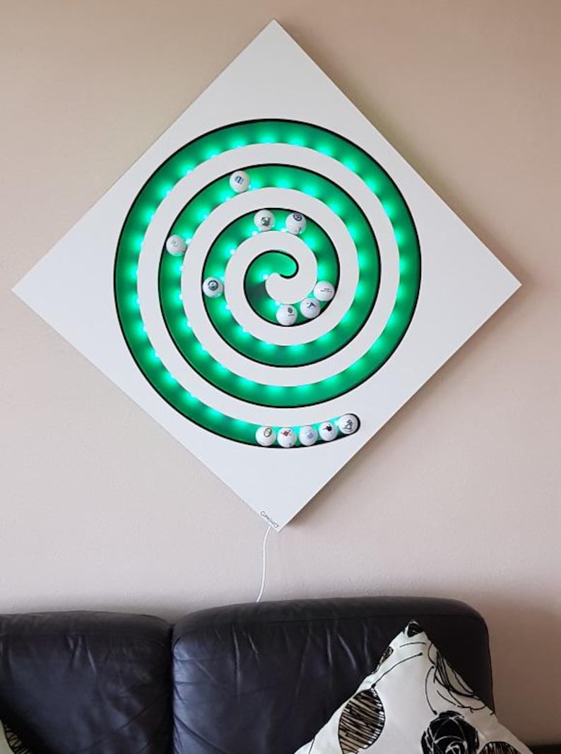 Wooden Golf Ball Spiral Display With LED Light | Golf Ball Collector ...
