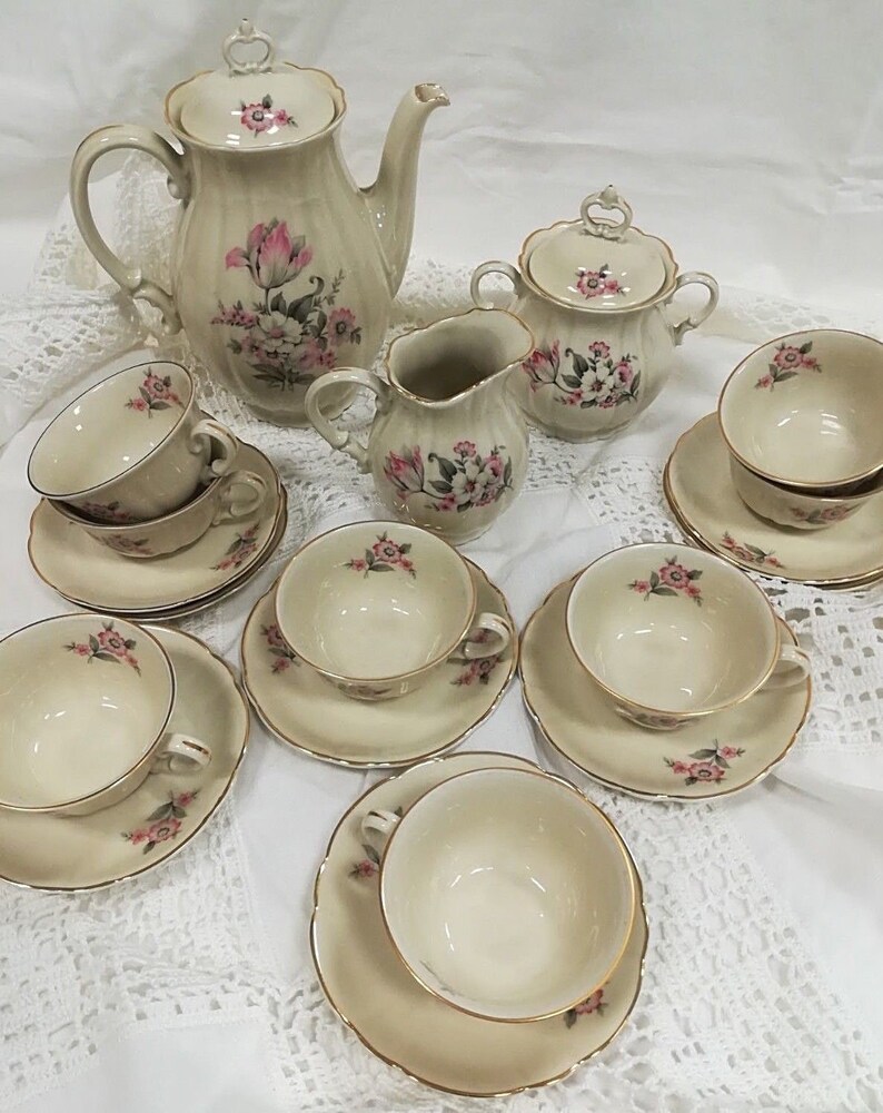 VERBANO LAVENO Italy Coffee Service x 8 People Porcelain | Etsy