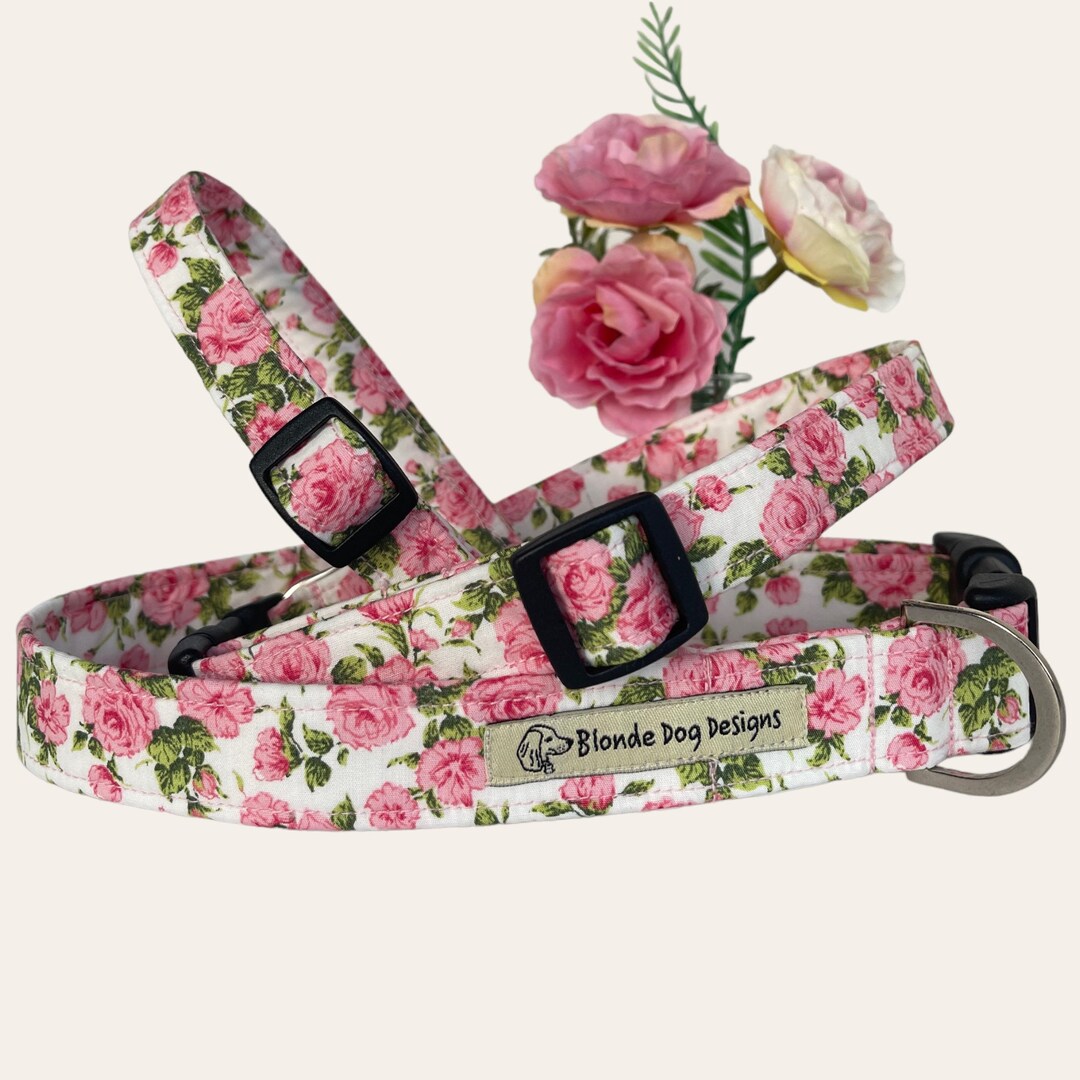 Liberty Dog Collar: Carline Rose, Floral Dog Collar - Etsy UK