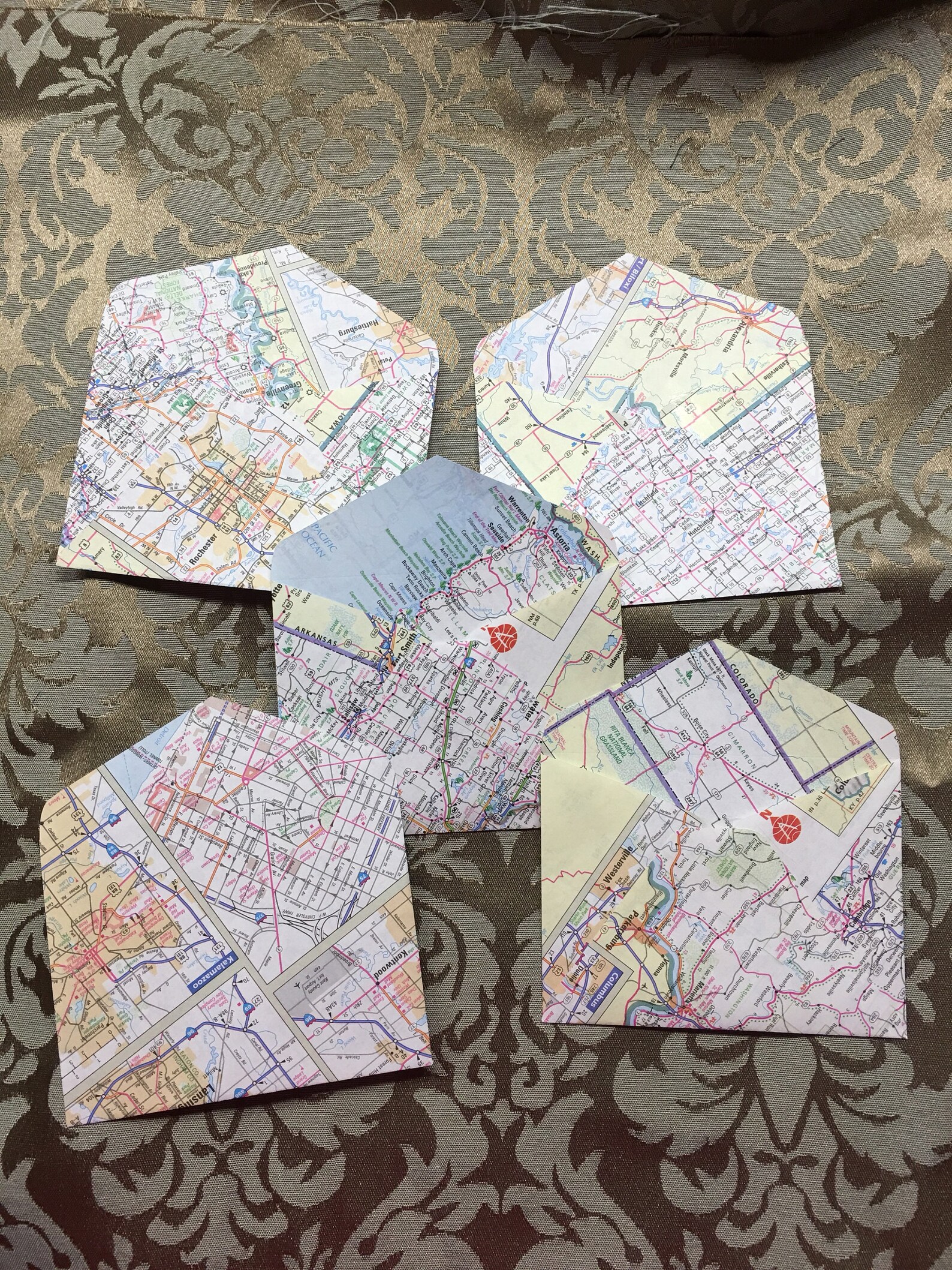 Tip Envelope | Travel Theme | Vintage | Map Book Page | Embellishments ...