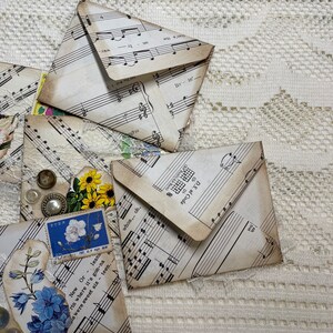 Envelope Hand Made Botanical Floral Vintage Music Book Page Junk ...