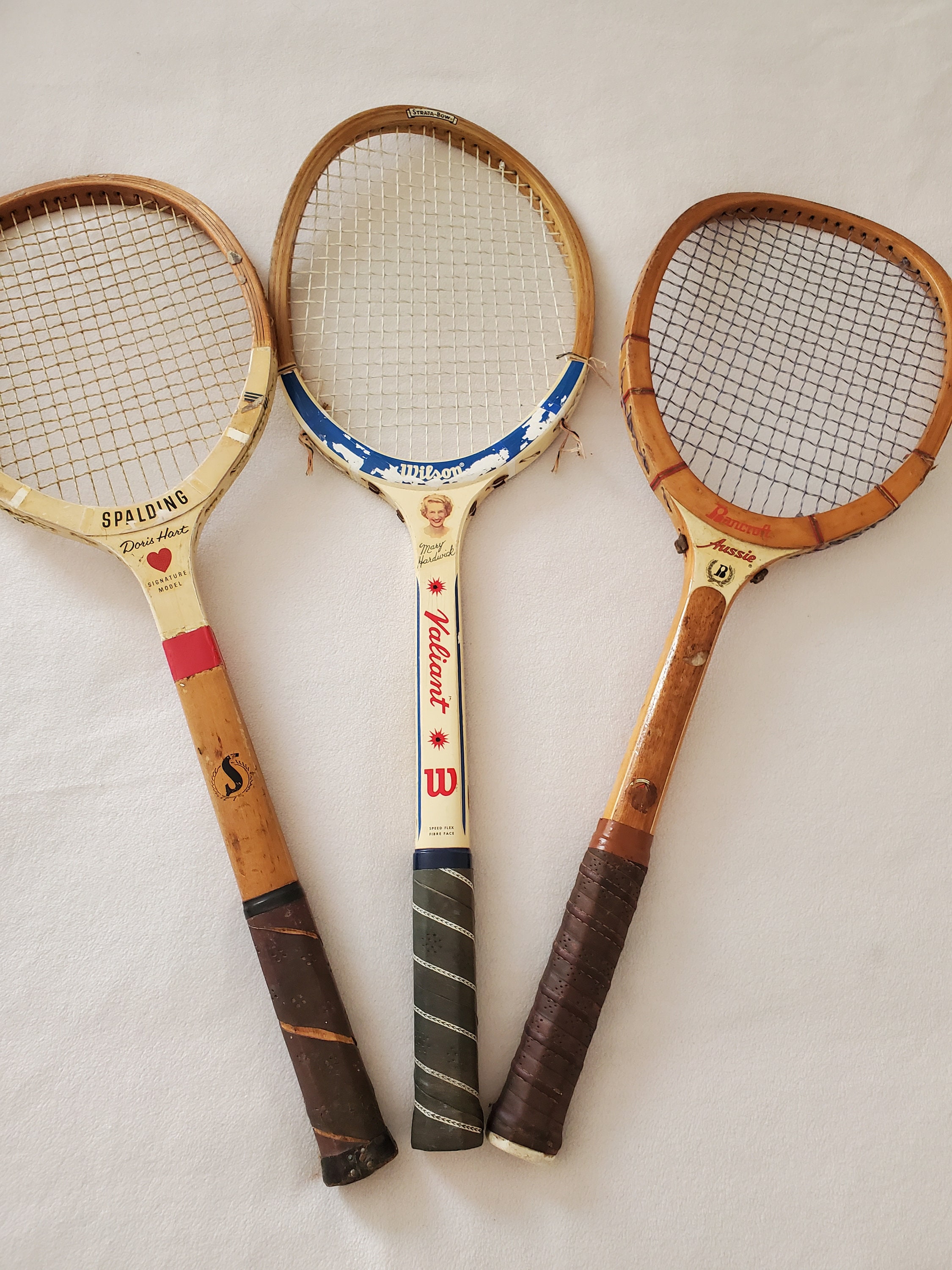 Vintage Tennis Rackets/racquets very Warped Wilson Mary Hardwick ...