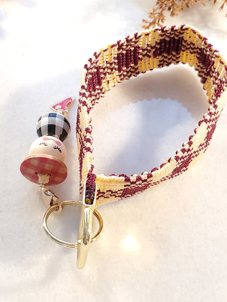 Handmade Friendship Bracelet Keychain Wristlet Plaid Checkers Woven ...