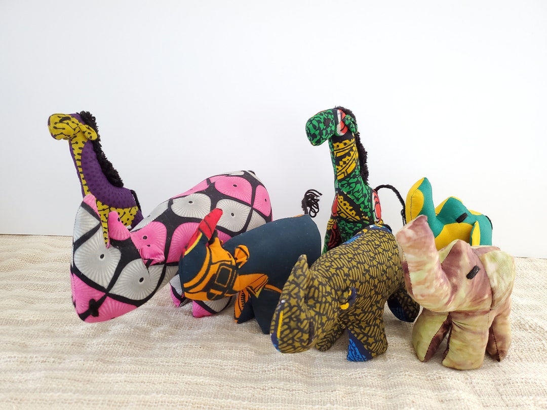 Kitenge Stuffed Animals: Handmade African Safari Set of 7 - Etsy
